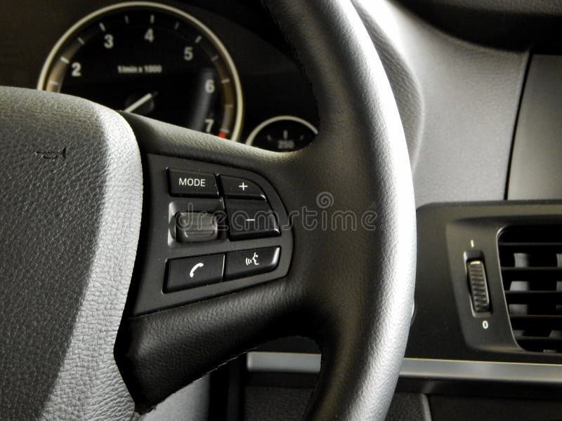 Multifunction Steering Wheel Design and Controls Stock Image - Image of ...