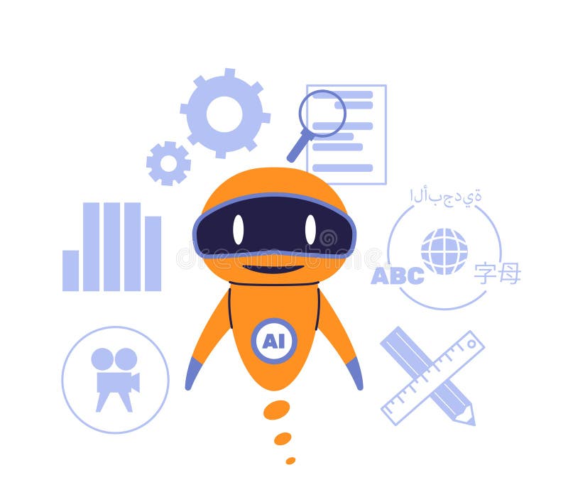 Multifunctional AI Assistant for Language Learning. Stock Illustration ...