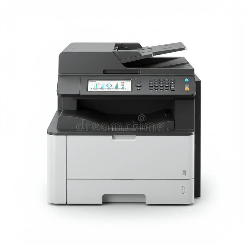Multifunctional Office Printer with a Sleek Black and Gray Design. it ...