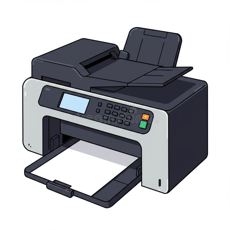 Multifunctional Printer Illustration with a Sleek, Rectangular Design ...