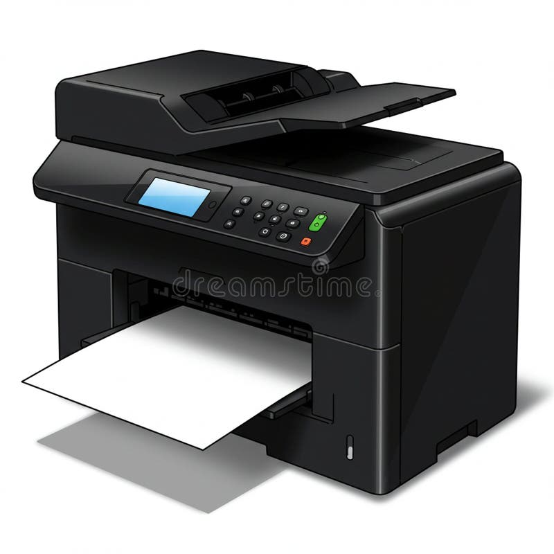 Multifunctional Printer with a Sleek Black Design. Features Include a ...