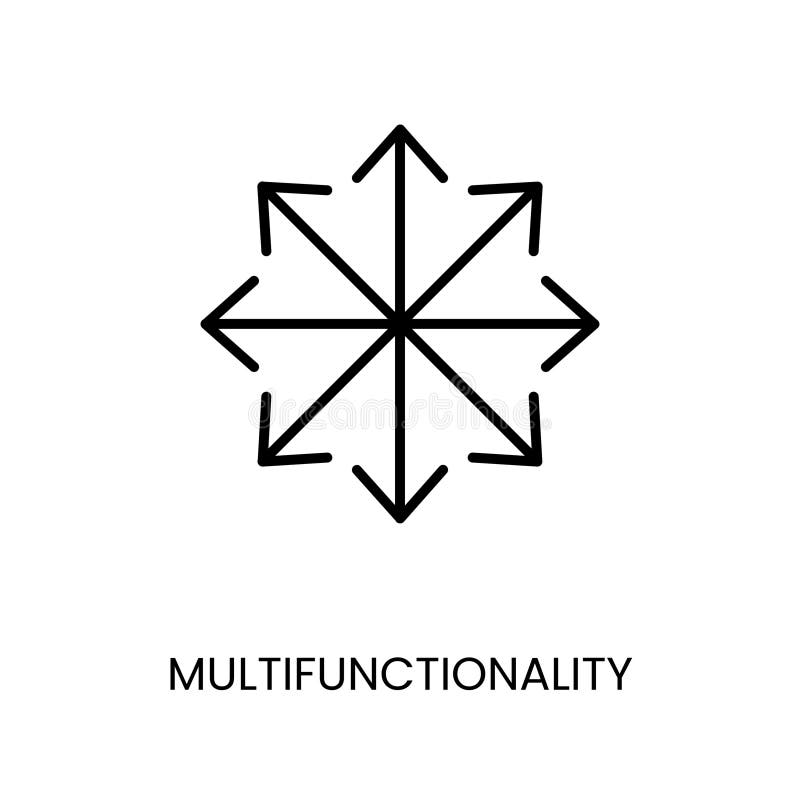 Multifunctionality, Arrows in Different Directions Line Icon Vector ...