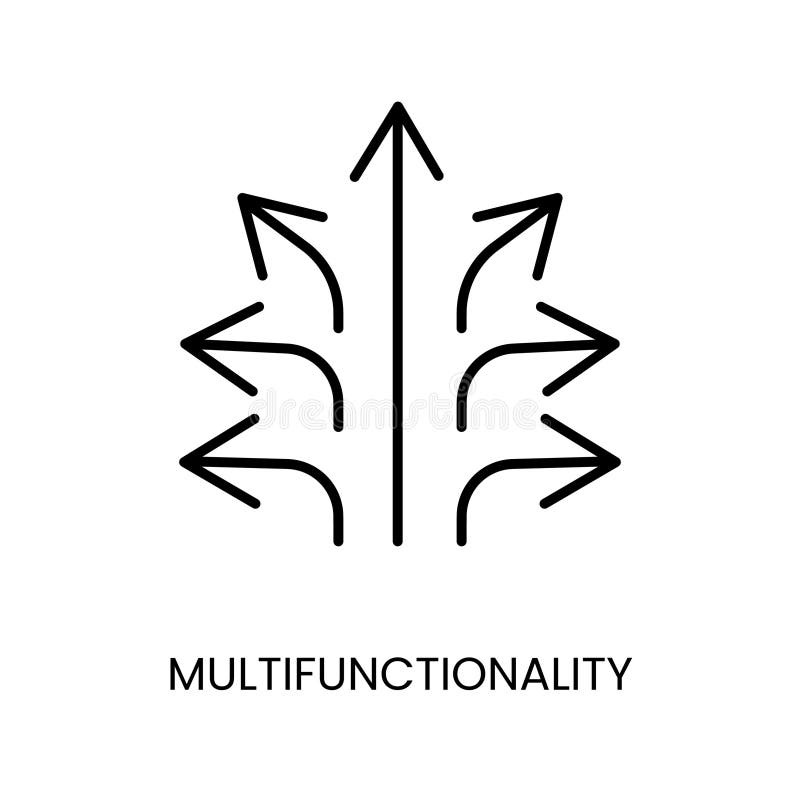 Multifunctionality, Arrows in Different Directions Line Icon Vector ...