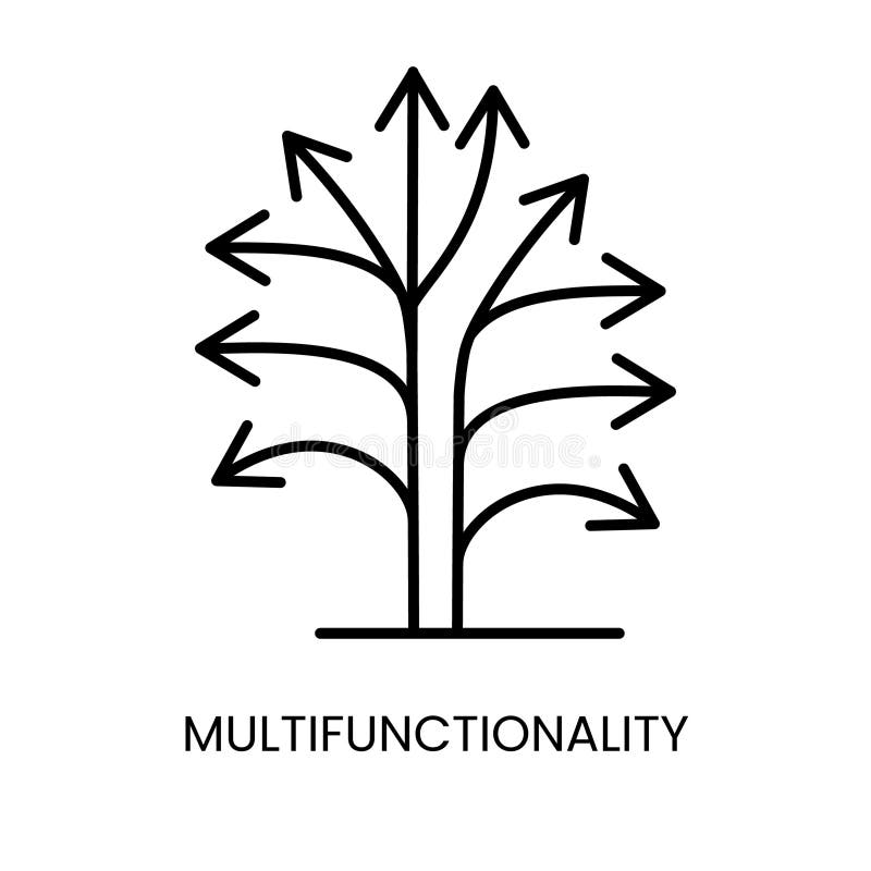 Multifunctionality, Arrows in Different Directions Line Icon Vector ...