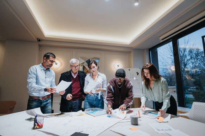 Multigenerational Business Colleagues Collaborate in an Office Meeting ...