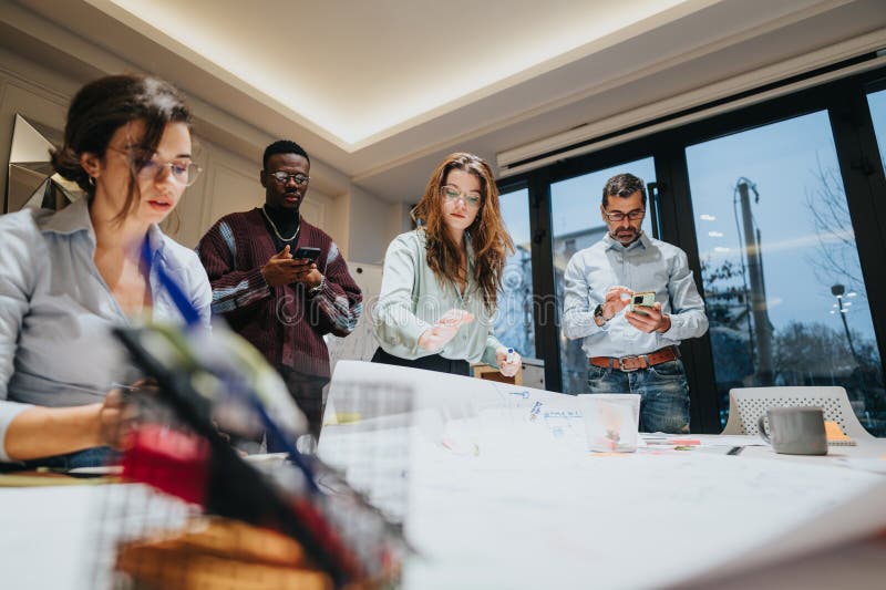 Multigenerational Colleagues Collaborate in a Bright Office Setting ...
