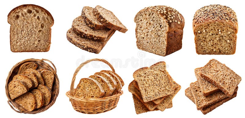 Multigrain Bread Bun Loaf Slice on Transparent Cutout, PNG File. Many ...