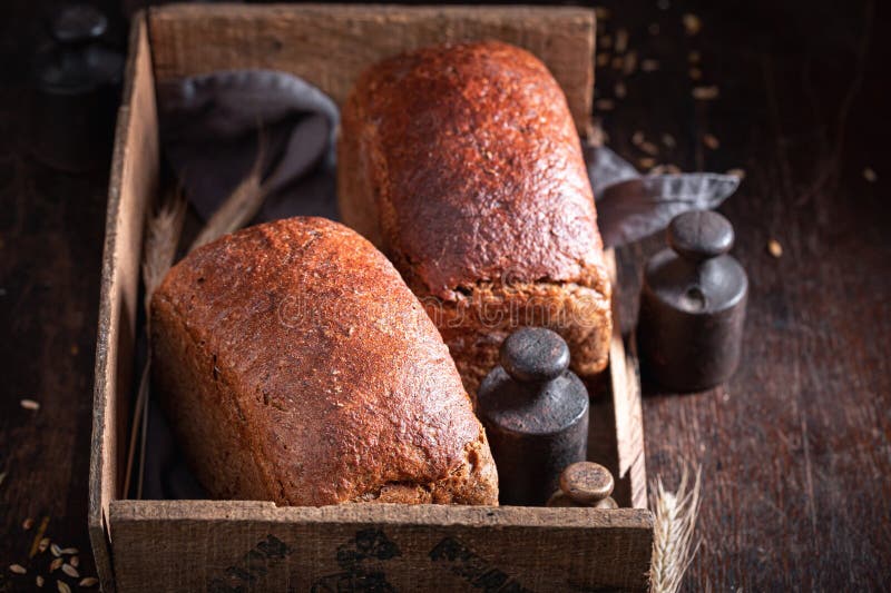 Multigrain Loaf of Breads Made with Sourdough, Water and Flour Stock ...
