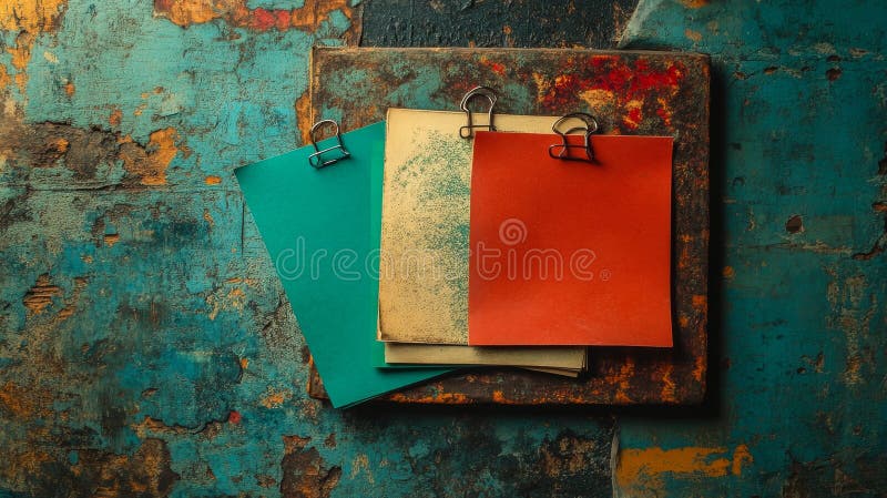 Multihued, Wrinkled Sticky Notes are Secured To a Bumpy Surface, Making ...