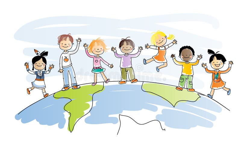 Multikulturelle Kinder vektor abbildung. Illustration von glücklich ...