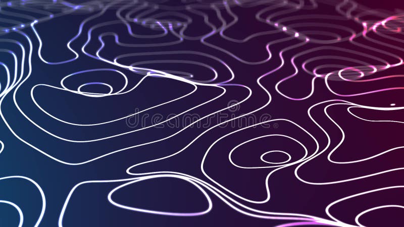 Multilayer 3D Stroke Line Map Animation Effect with Blue Purple ...