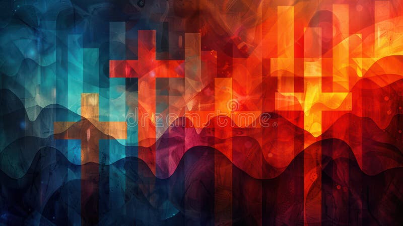 Multilayered Abstract Religious Design with Crosses and Geometric ...