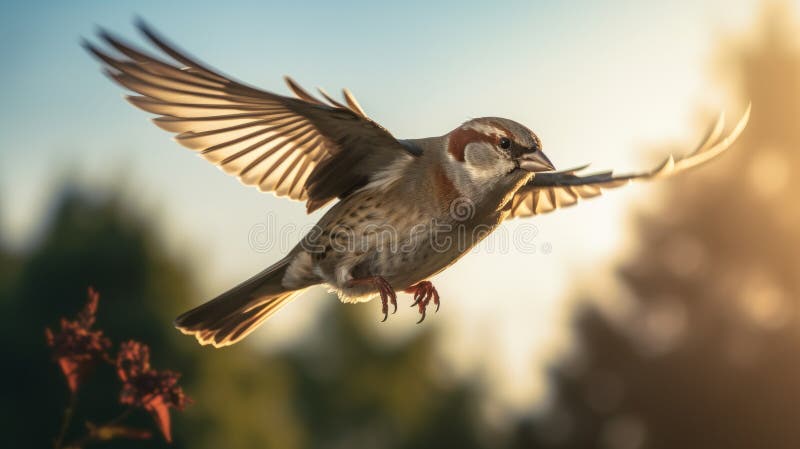 Multilayered Dimensions: Sparrow in Flight, 8k Resolution, Nikon D850 ...