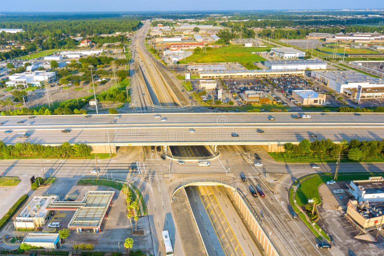 Multilevel Highway Intersection. Complex Road Infrastructure in Houston ...