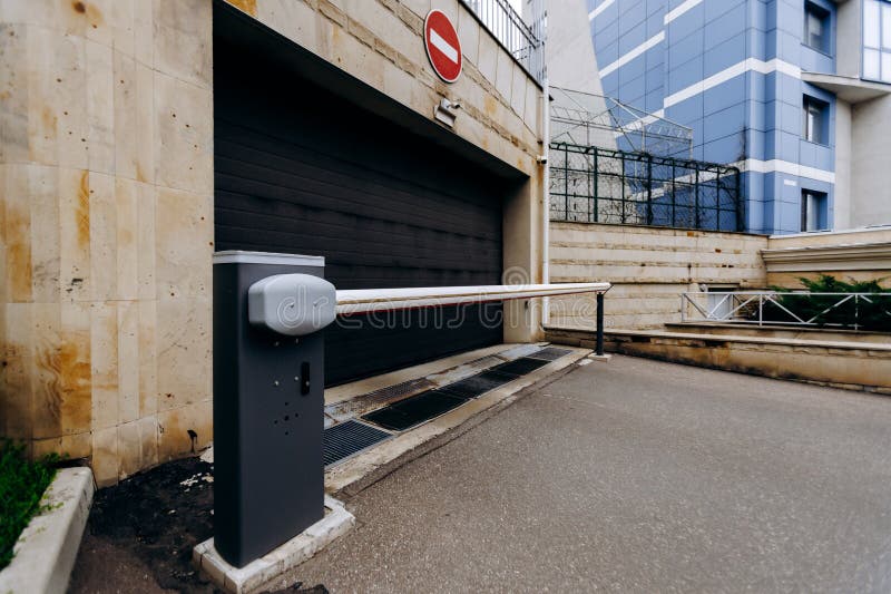 A Multilevel Parking Garage, Prominently Featuring a No Entry Sign on ...