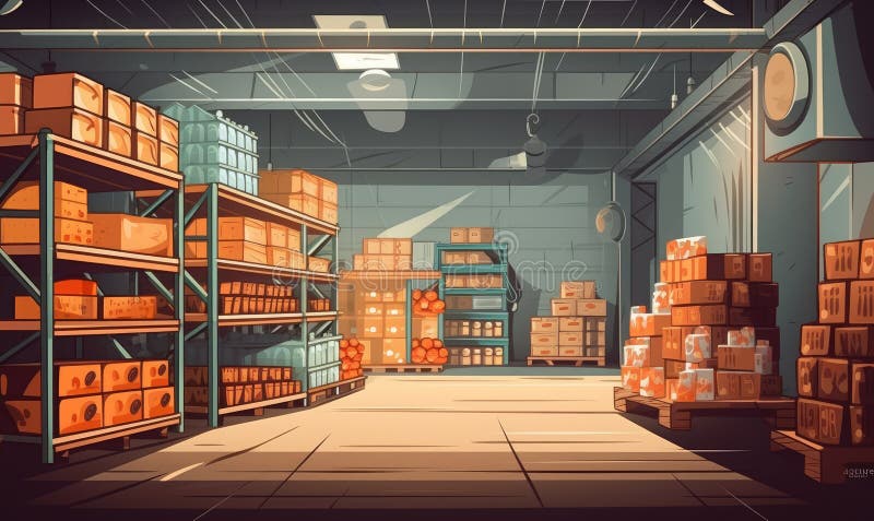 A Multilevel Warehouse with Organized Storage Spaces Stock Illustration ...