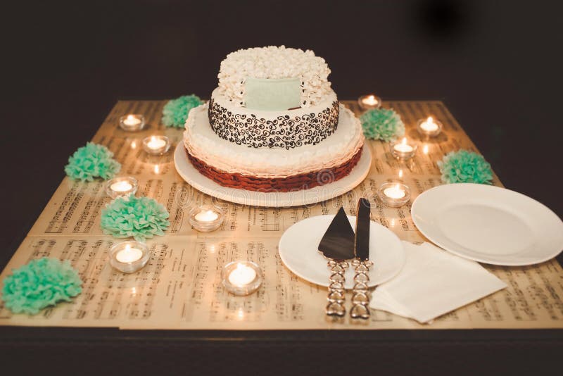 Multilevel Wedding Cake Decorated with Various Patterns Stock Image ...