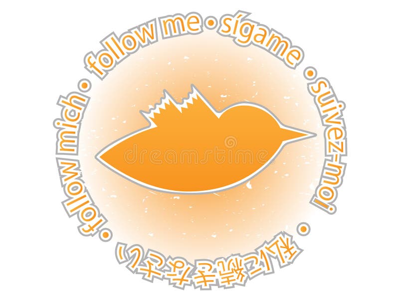 Multilingual Follow Me Texture Orange Twitter Bird Stock Vector ...