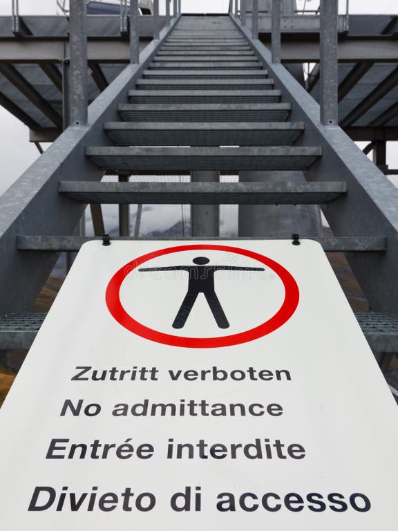 Multilingual No Admittance Sign Stock Image - Image of area, stairs ...