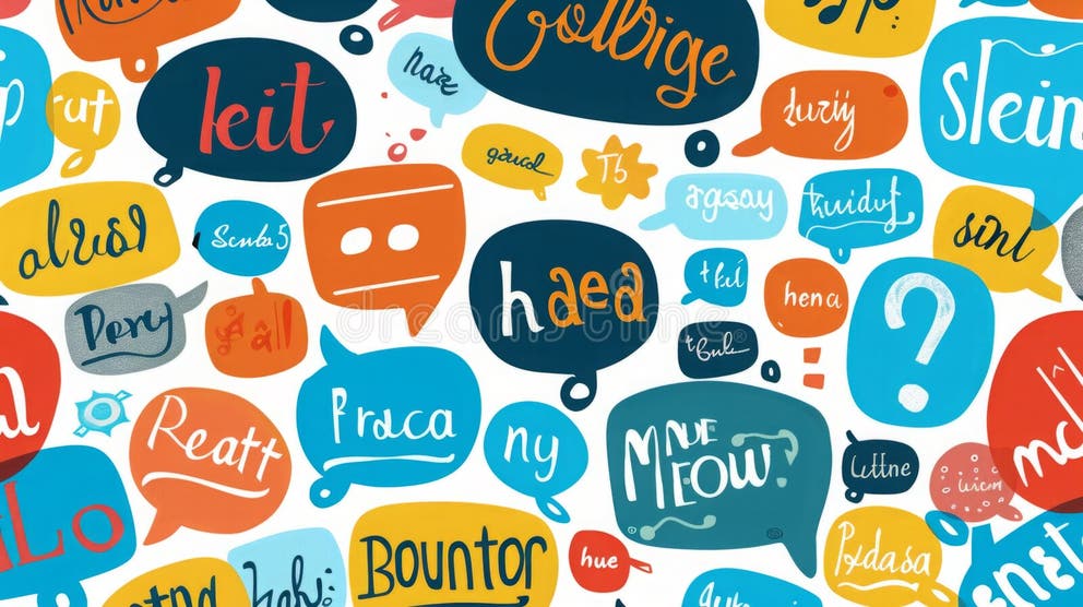 Multilingual Speech Bubbles in Various Colors Stock Image - Image of ...