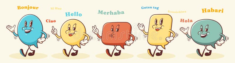 Multilingual Vector Talk International Group of Characters Illustration ...