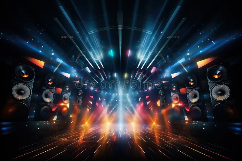 Multimedia Acoustic Speakers with Neon Lighting. Sound Audio System in ...