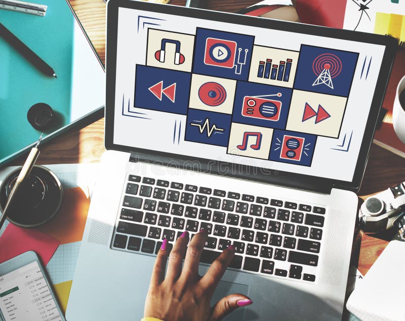 Multimedia Application Gadget Entertainment Concept Stock Photo - Image ...