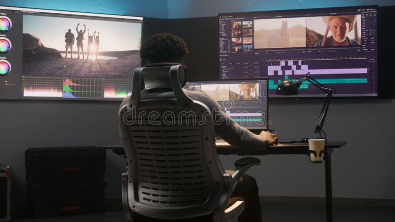 Multimedia Artist Drinks Coffee and Work in Studio Stock Photo - Image ...