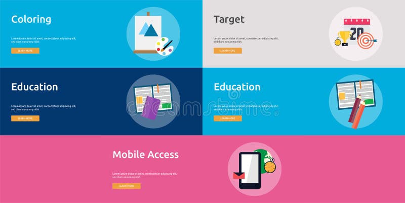 Multimedia Banner Design stock illustration. Illustration of flat ...