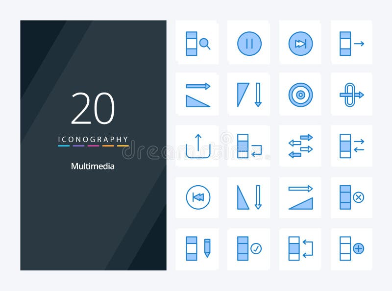 20 Multimedia Blue Color Icon for Presentation Stock Vector ...