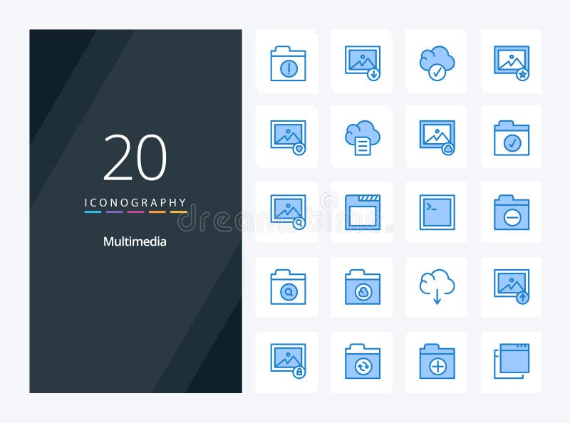 20 Multimedia Blue Color Icon for Presentation Stock Vector ...