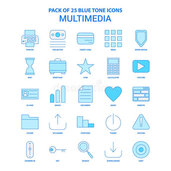 Multimedia Blue Tone Icon Pack - 25 Icon Sets Stock Vector ...