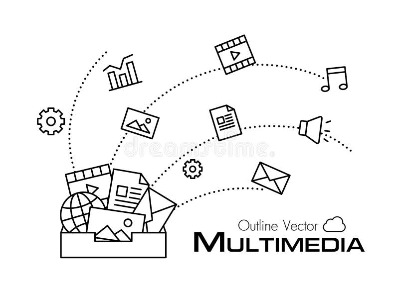 Multimedia Box . Outline Style Stock Vector - Illustration of object ...