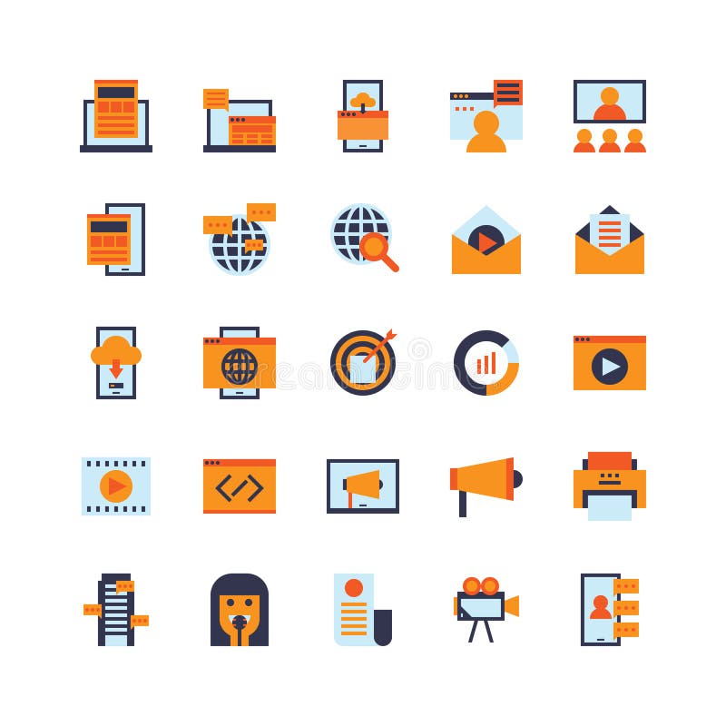 Multimedia Business Internet Communication Flat Icon Design Social ...