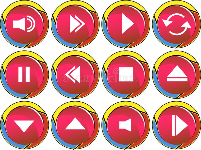Multimedia Buttons: Shiny Round Stock Vector - Illustration of eject ...