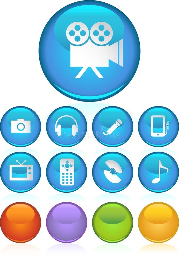 Multimedia Buttons: Shiny Round Stock Vector - Illustration of eject ...