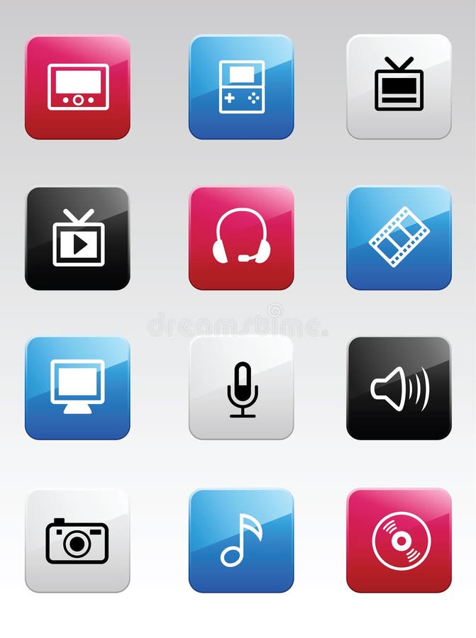 Multimedia color icons stock vector. Illustration of multimedia - 17295999