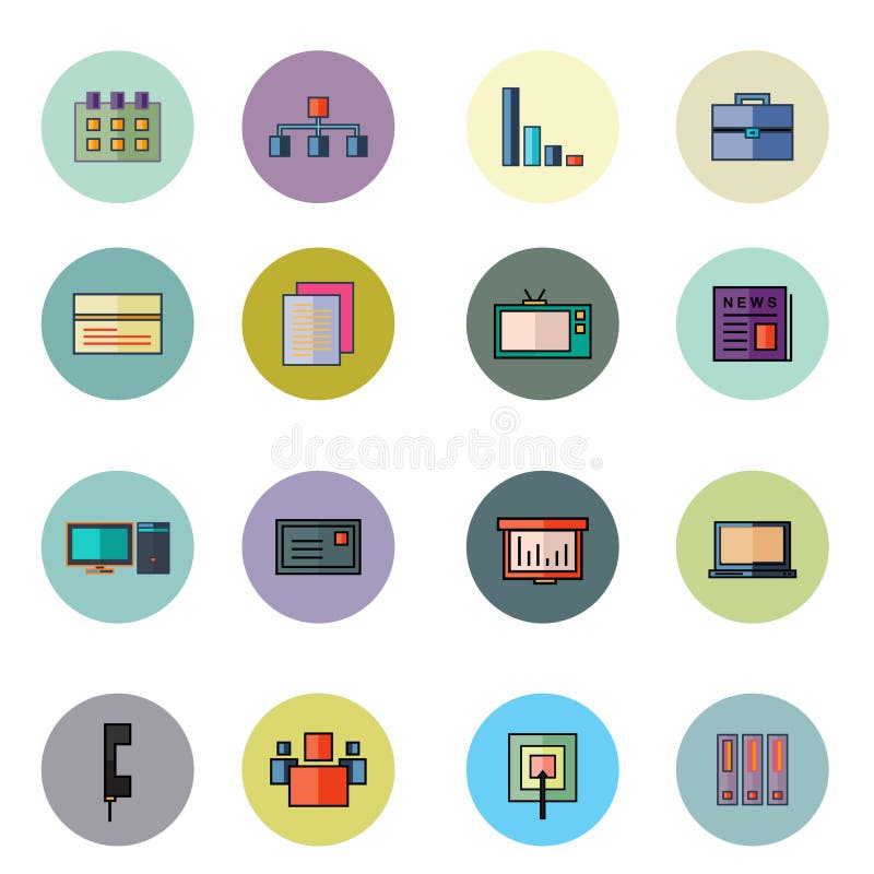 ICT Multimedia and Communication Icon Set Stock Vector - Illustration ...