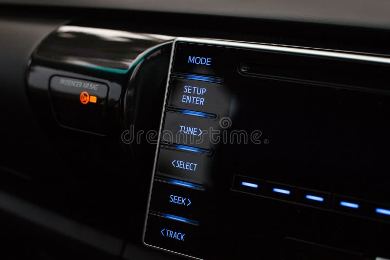 Multimedia Control Buttons in the Car. Stock Image - Image of display ...