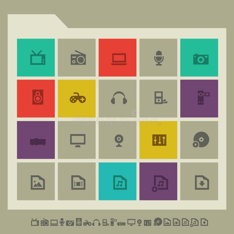 Multimedia Devices Icon Set. Multicolored Square Stock Vector ...