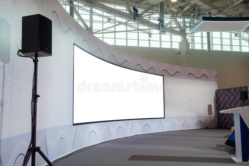 Multimedia Empty White Large Wall Display at Exhibition, Museum ...