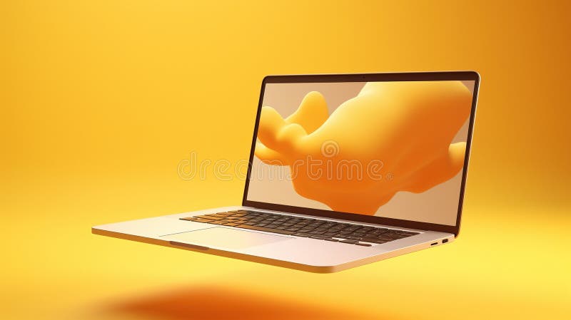 Multimedia and Entertainment Ai Generated Floating Laptop Template ...