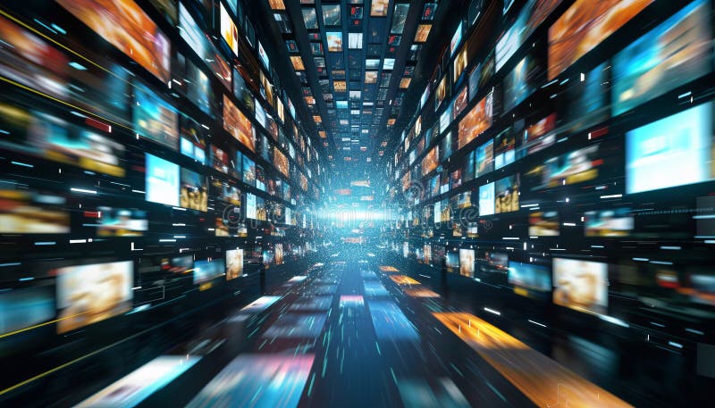 Multimedia Entertainment, Futuristic Technology Background. Stock ...