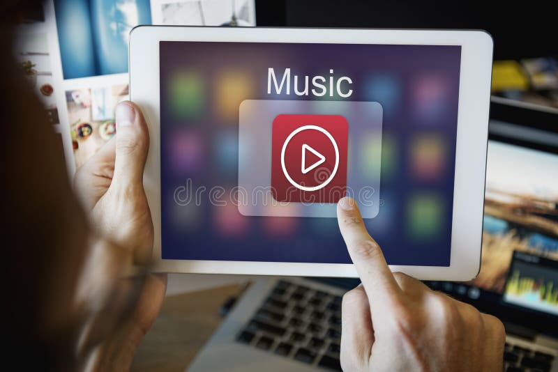 Multimedia Entertainment Music Play Button Concept Stock Photo - Image ...
