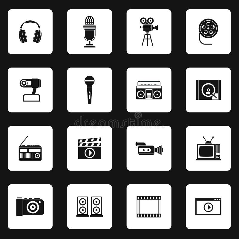 Multimedia Equipment Icons Set, Simple Style Stock Vector ...