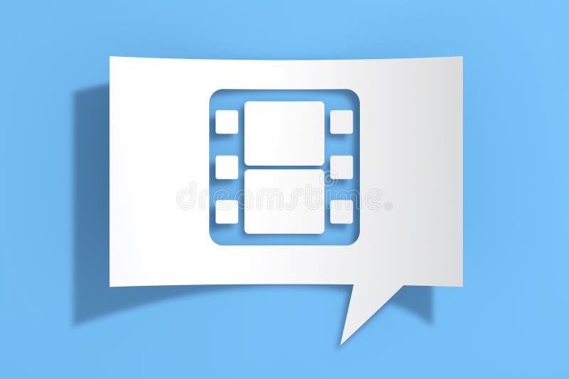 Multimedia or Film Icon on Cutout White Paper Speech Bubble. 3d ...