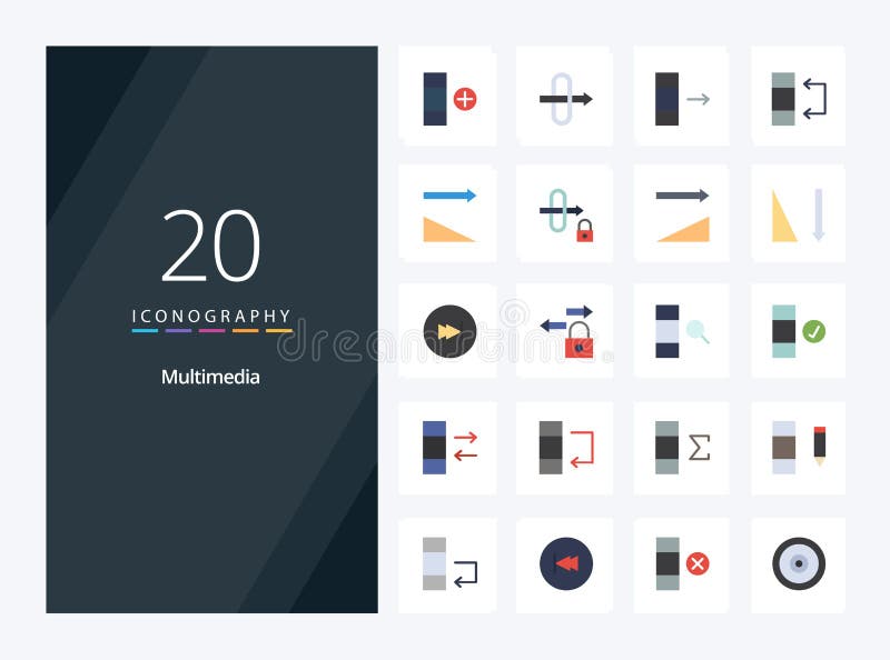 20 Multimedia Flat Color Icon for Presentation Stock Vector ...