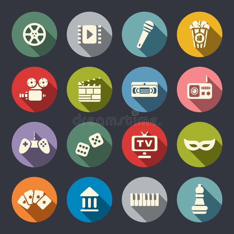 Multimedia flat icon set stock vector. Illustration of apps - 37346027