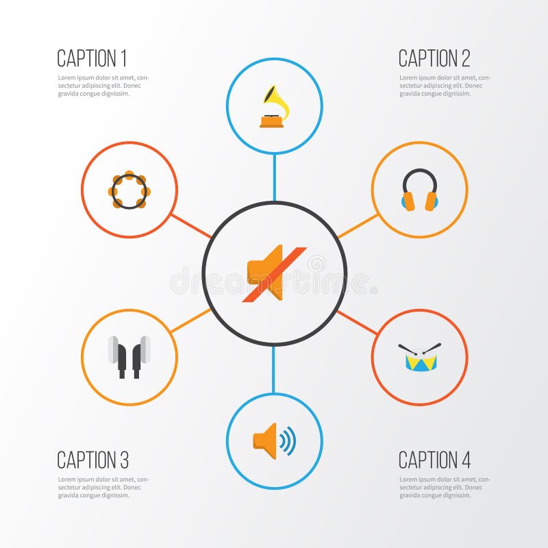 Multimedia Flat Icons Set. Collection of Audio, Band, Quiet Elements ...