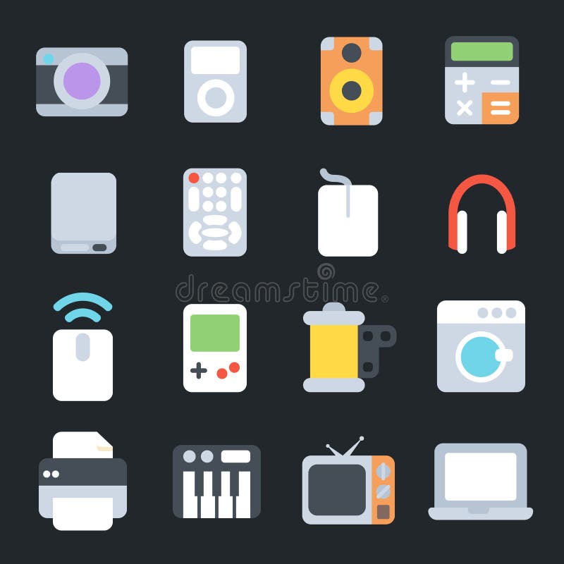Multimedia Flat Icons stock vector. Illustration of application - 66199039